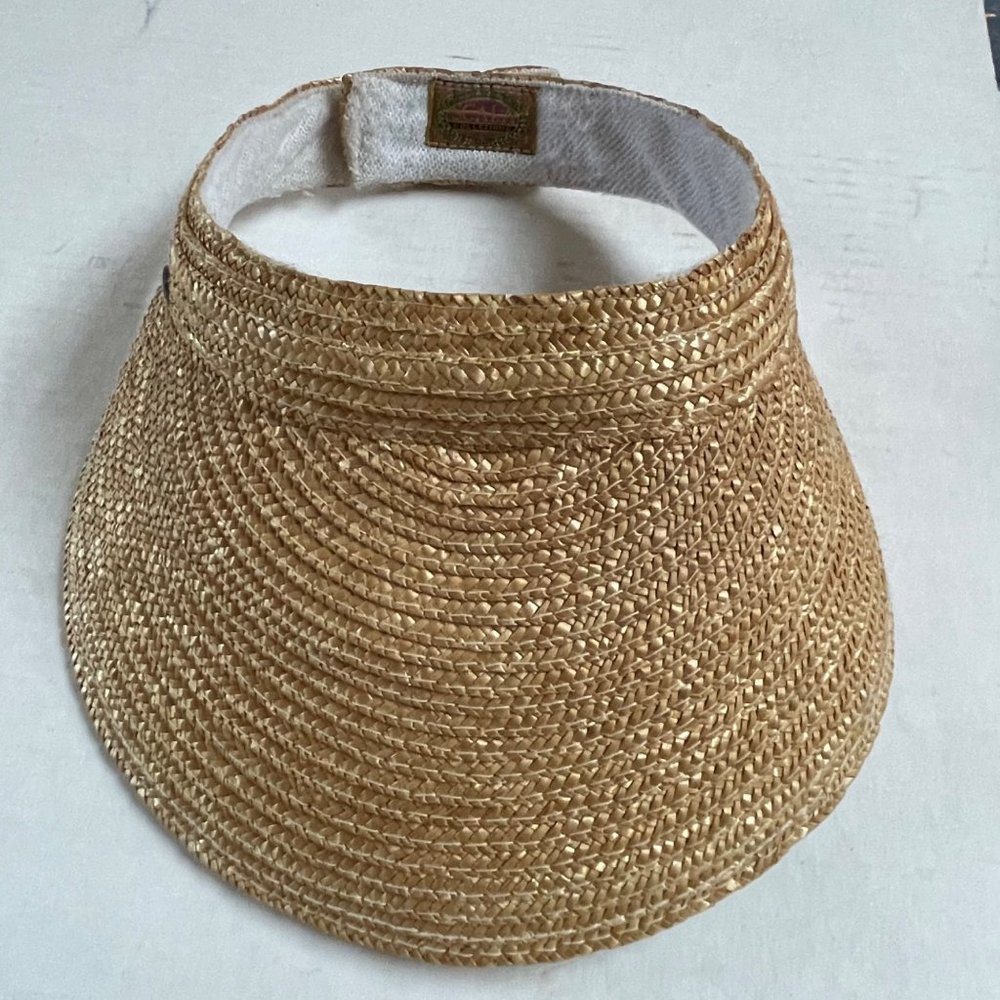Scala Straw Hat Sun Visor Tan Neutral Summer Beach Fe… - Gem
